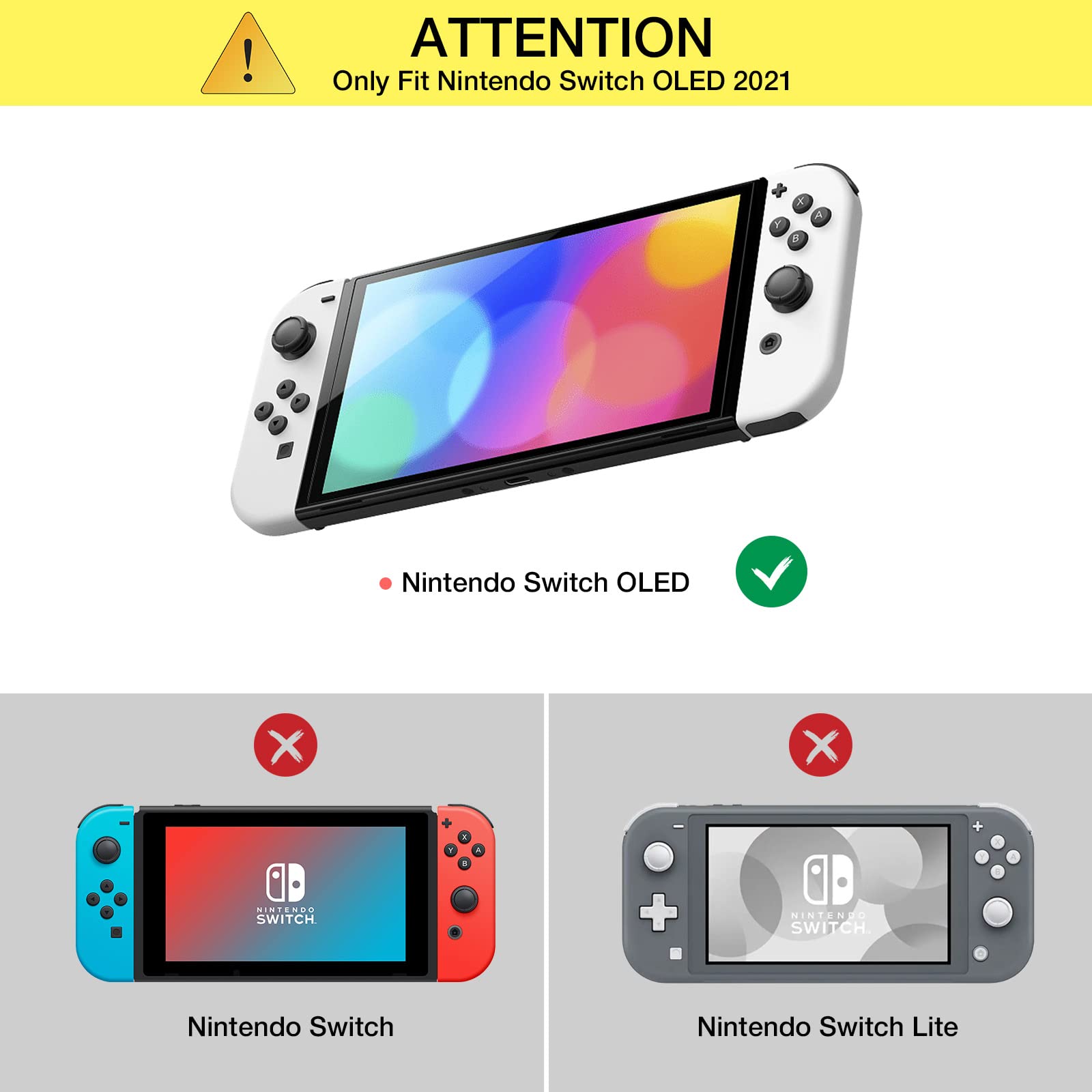 Trepcrow Protective Case Fit for Nintendo Switch OLED, TPU Grip and PC Protective Case Cover with Shock-Absorption Compatible with Nintendo Switch OLED Console,Black