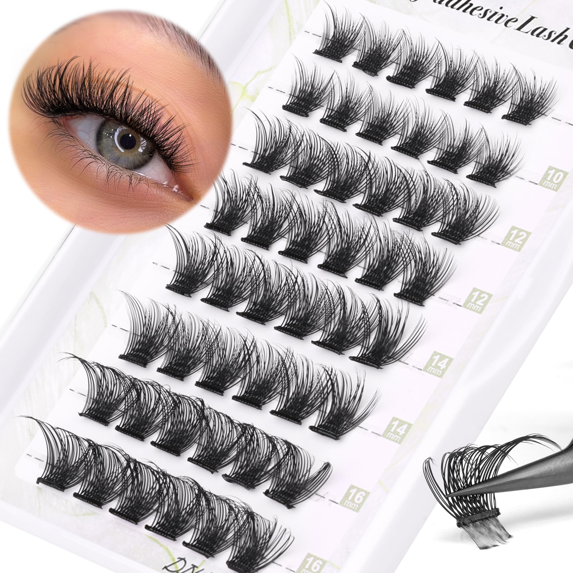 Self Adhesive Eyelashes Lash Clusters, Wispy Volume DIY No Glue Lash Extensions, Self Adhesive Individual Lashes Self Sticking Reusable Adhesive Lashes Natural Look