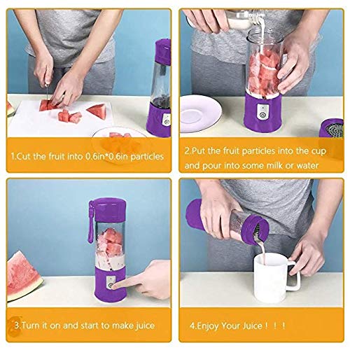 YPCOO 2pcs Portable Blender, USB Travel Juice Cup, Durable ABS Materials, Non-toxic, BPA Free, Mini, Convenient, Cordless, 13Oz Bottle, 4000mAh Battery, Blend Up to 20 Times