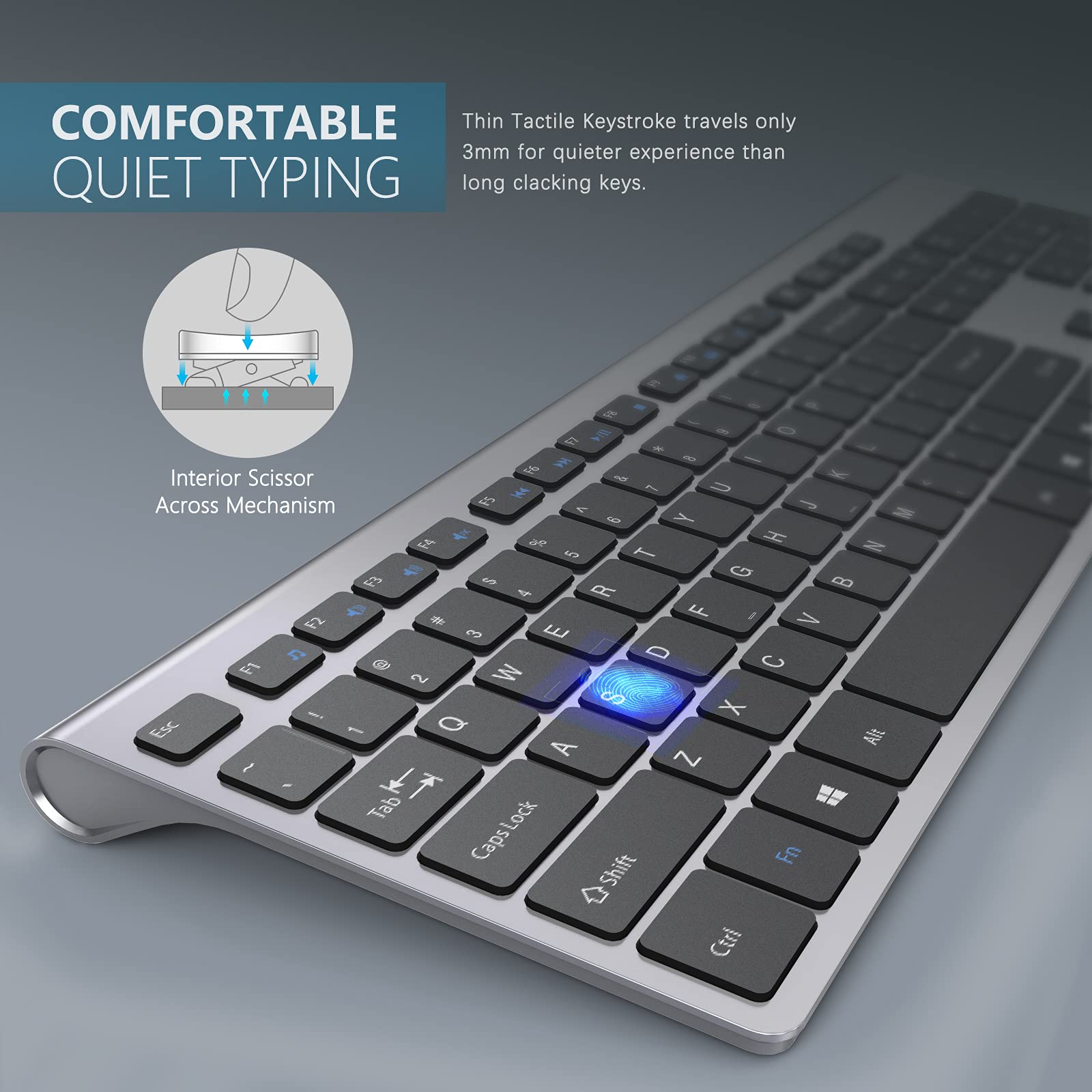 Wireless Keyboard and Mouse, Rechargeable and Full Size Wireless Keyboard Mouse Combo,Ergonomic Slim Keyboard for Laptop,PC,Desktop,Computer,Windows (Wine Red)