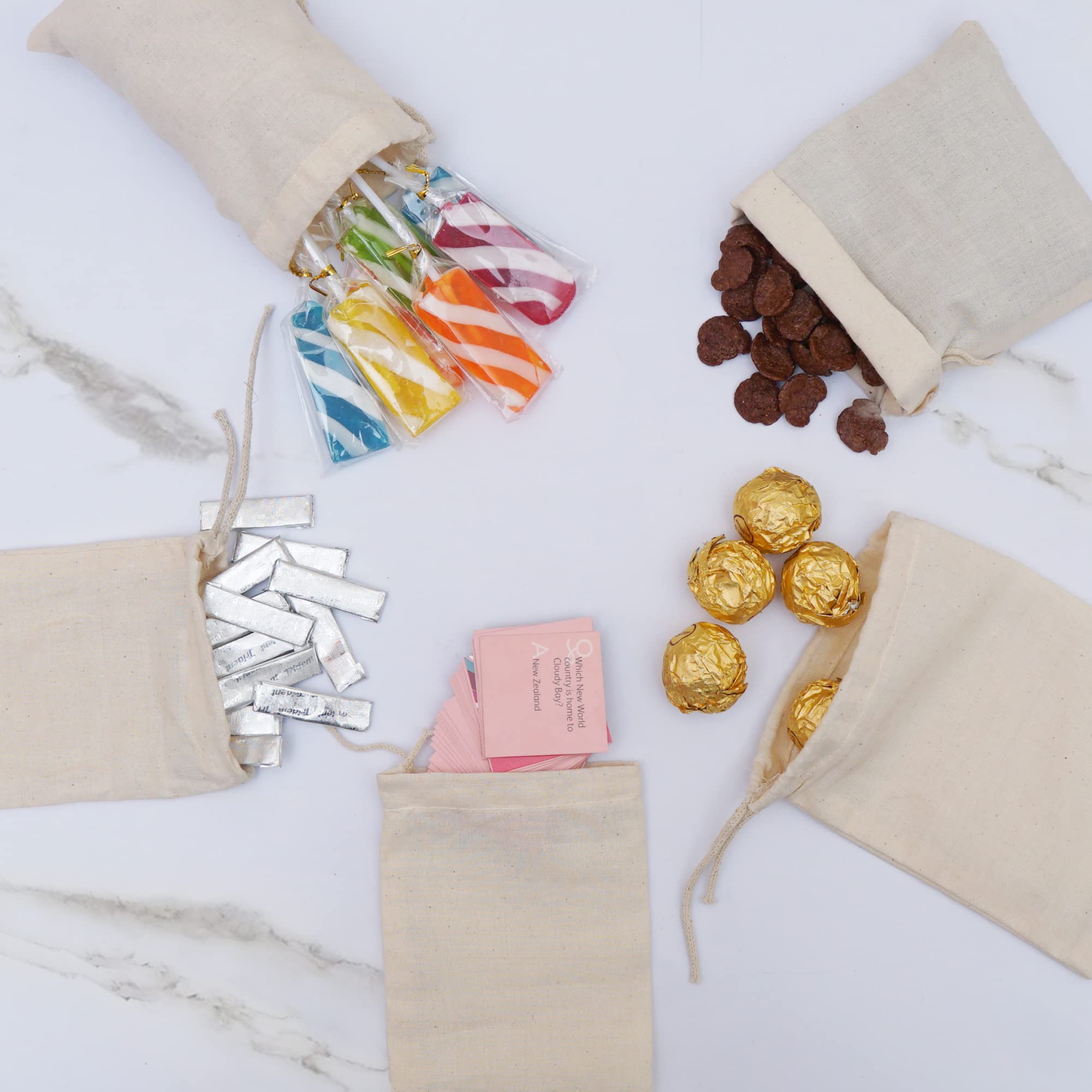 Reusable Eco friendly 10"x12" Cotton Thick Single Drawstring Muslin Bags "premium quality (Natural Color)-100 count pack