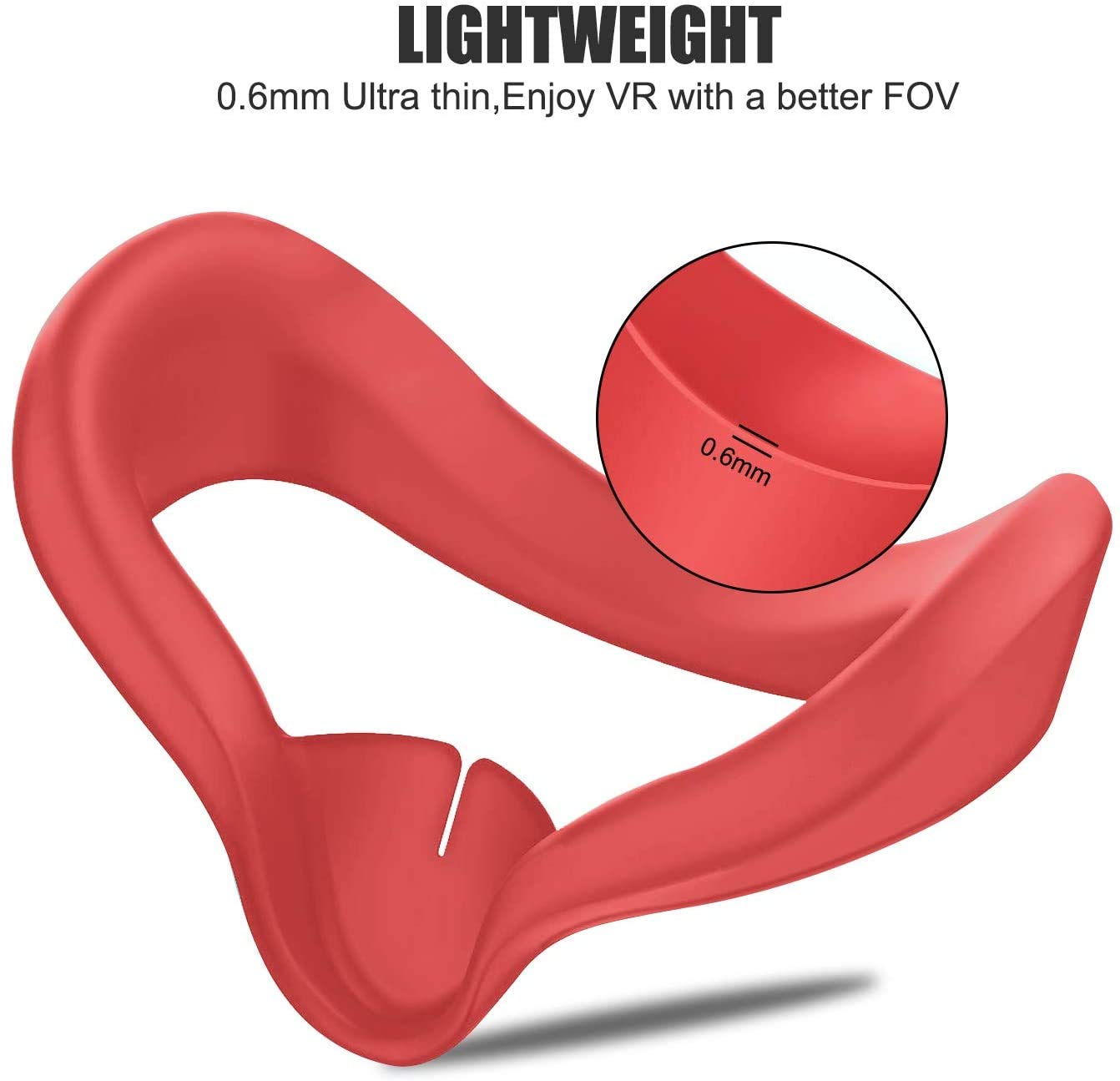 VR Face Silicone Interfacial Cover Face Cushion for Oculus Quest 2, VR Headset Sweatproof Lightproof Anti-Leakage Accessories for Oculus Quest 2 (Black+Red)