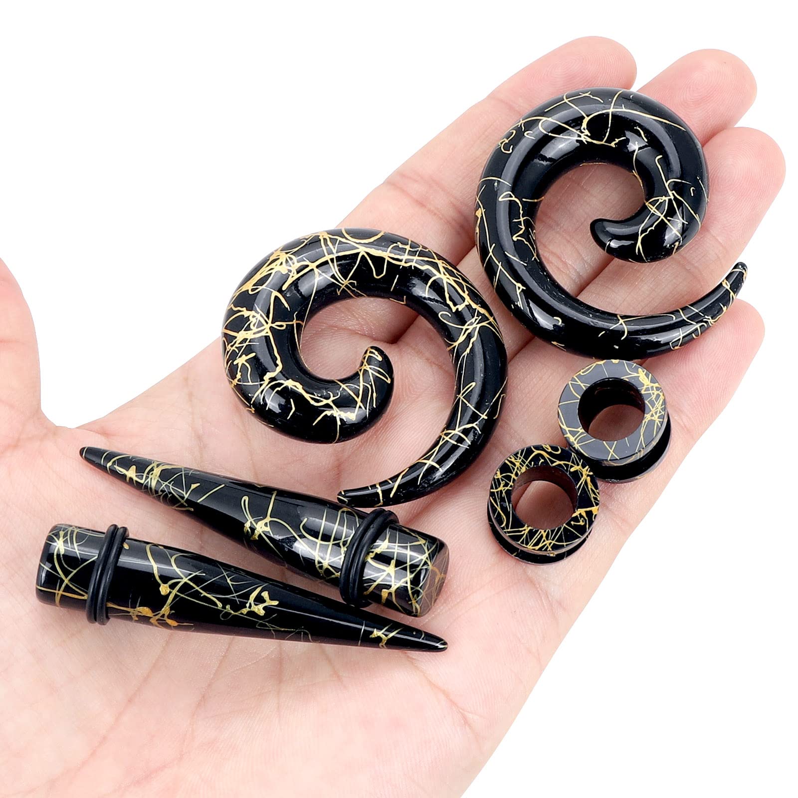 Qmcandy Acrylic Ear Stretching Kit Tapers Tunnels Spiral Expander Set 6pcs Ear Piercing Starter Gauges 00g