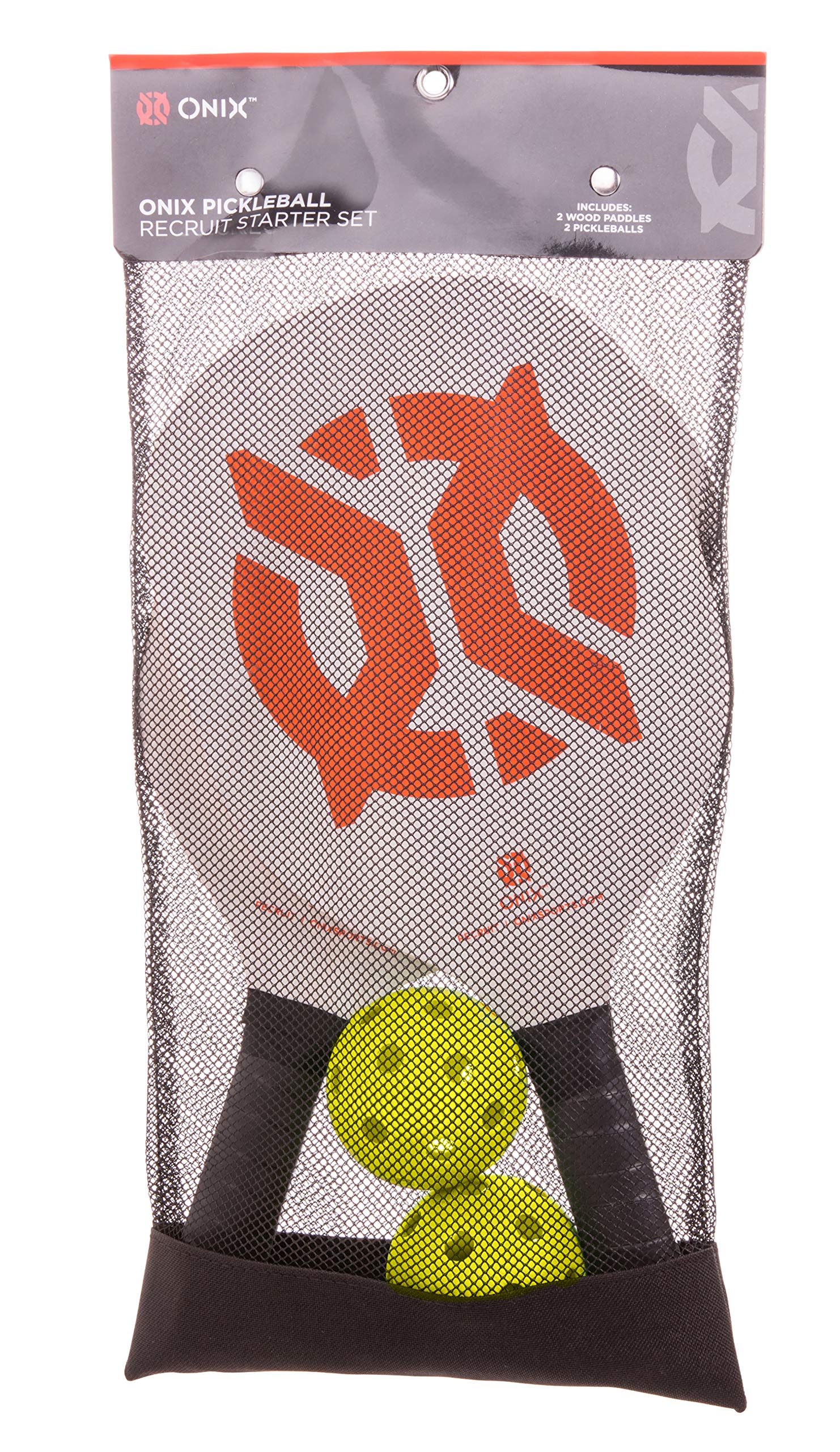 Onix Recruit Pickleball Starter Set Includes 2 Paddles and 2 Pickleballs For All Ages and Skill Levels to Learn to Play, White, 3.00 x 8.00 x 16.00"