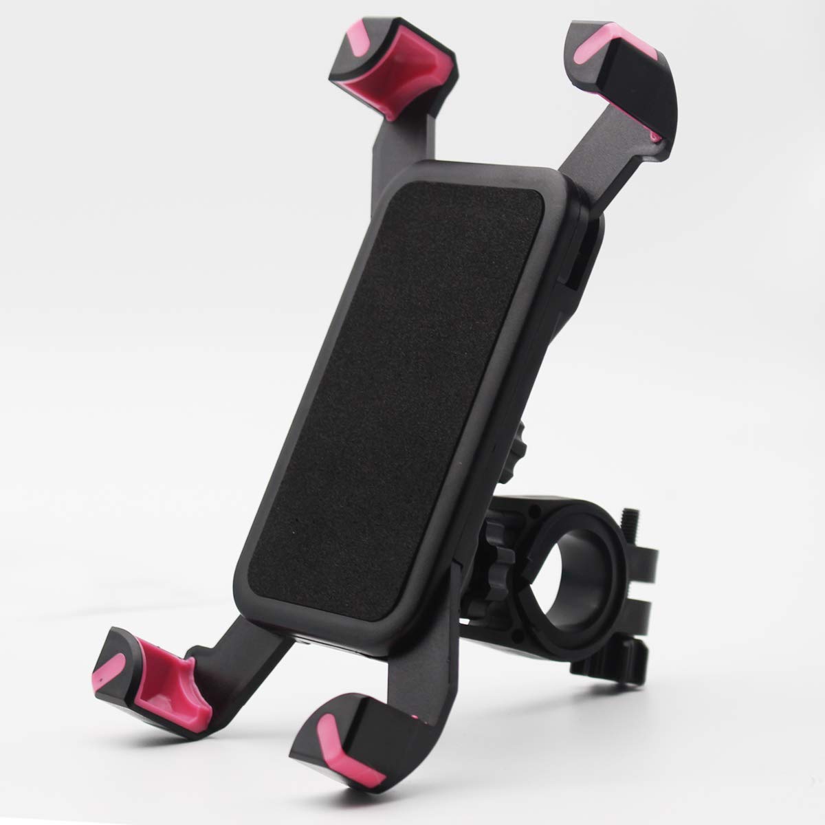 QMEET Bike Phone Mount 360°Rotation,Universal Motorcycle Handlebar Mount Bicycle Phone Holder for iPhone 11,12 Pro Max,S9,S10 and More 3.5"-6.8" Cellphone(Black Pink)