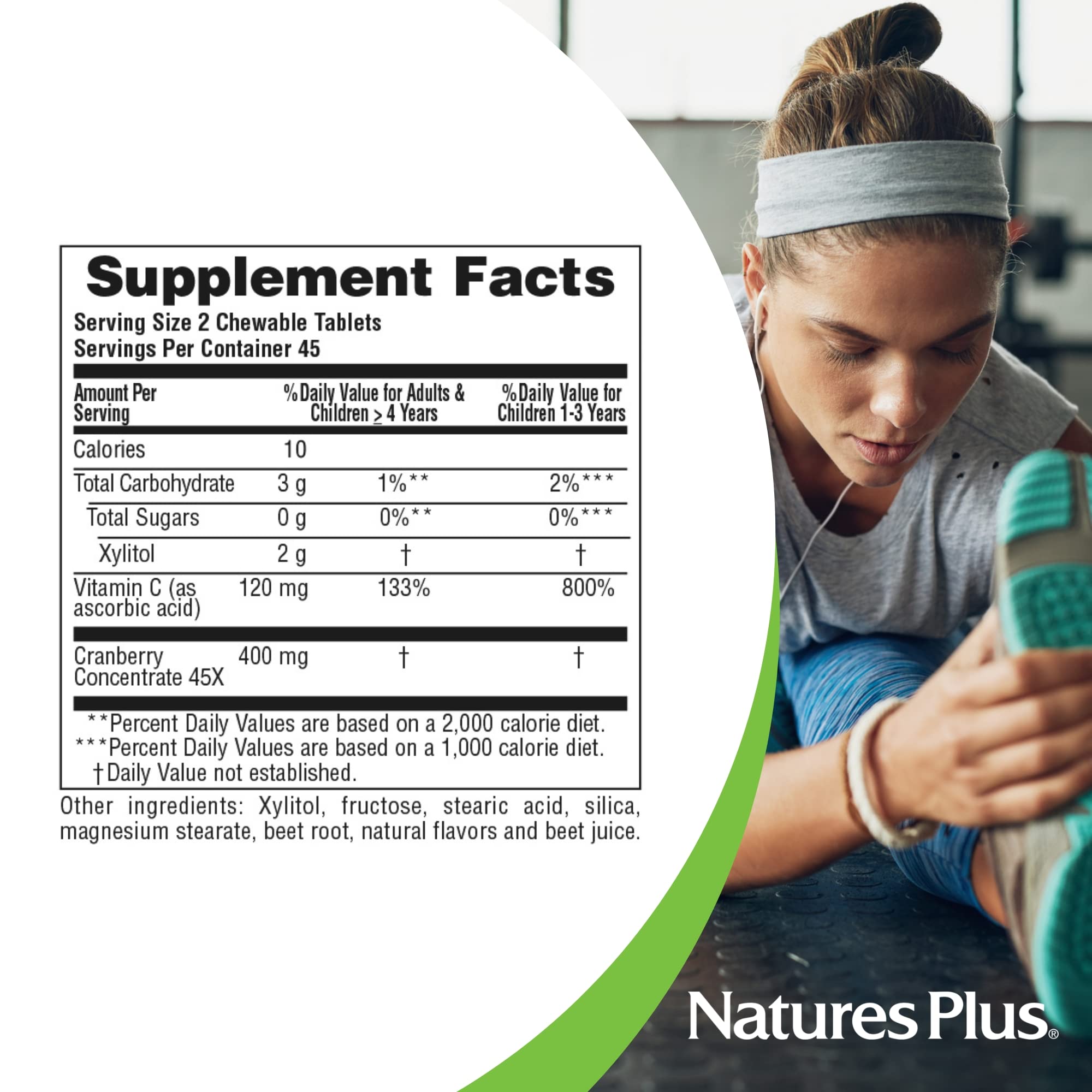 Nature's Plus - Ultra Chewable-Cranberry W/Vit C, 200 mg, 90 chewable tablets