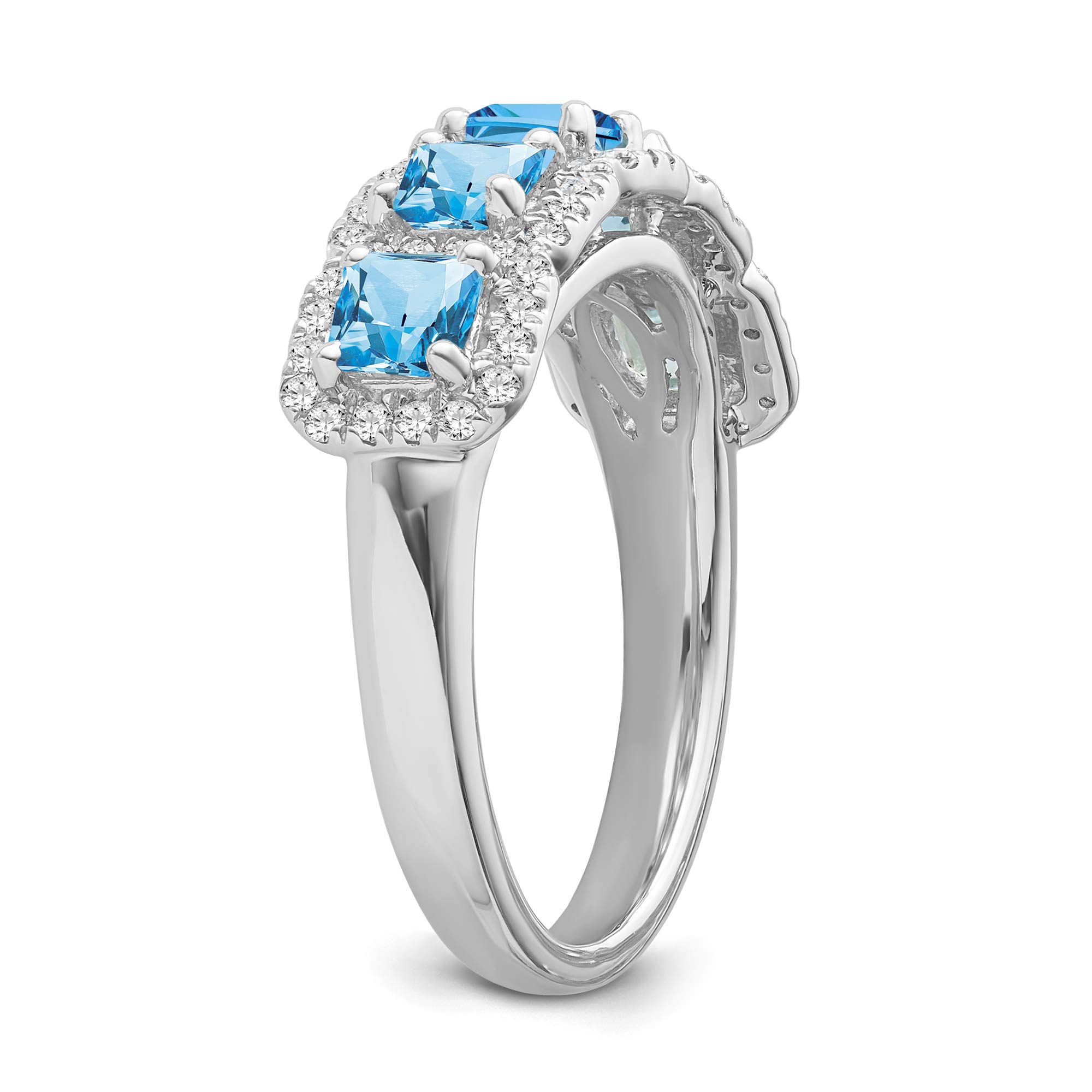 Sterling Silver Diamond and Blue Topaz Ring (1/3 cttw, I-J Color, I2-I3 Clarity), Size 7