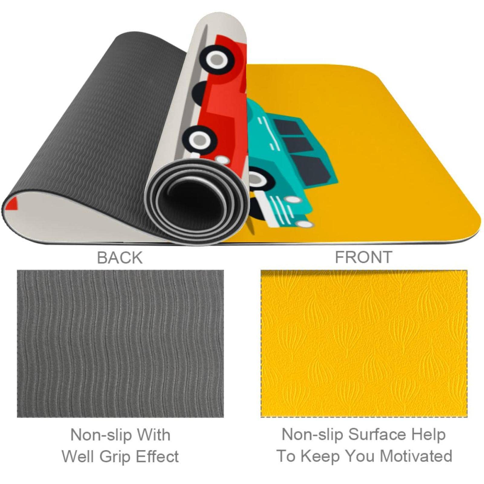 Yoga Mat, Yoga Mats for Home Workout, Workout Mat, Exercise Mats, Pilates Mat, colorful car plaid pattern
