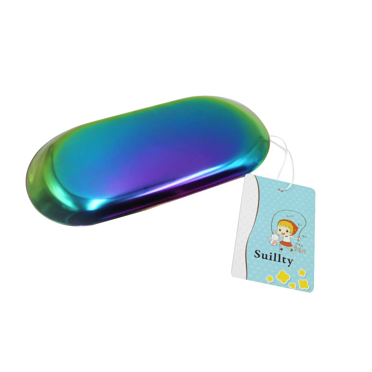 Stainless Steel Towel Tray Storage Tray Dish Plate Tea Tray Fruit Trays Cosmetics Jewelry Organizer Oval Tray (Rainbow)