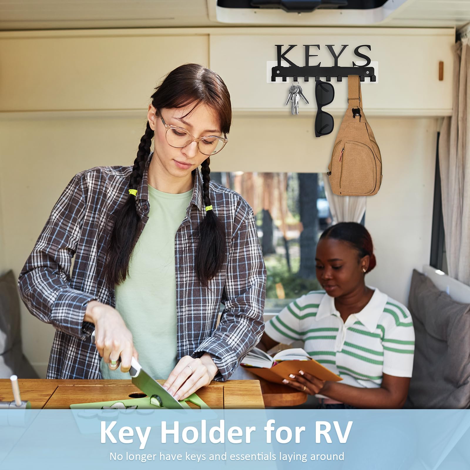 RELBRO Key Holder Wall Mount, Black Key Hanger Wall Decorative Key Rack Organizer Metal Adhesive Keychain Holder with 10 Key Hooks for Doorway Entryway Hallway Garage 2 Installation Ways