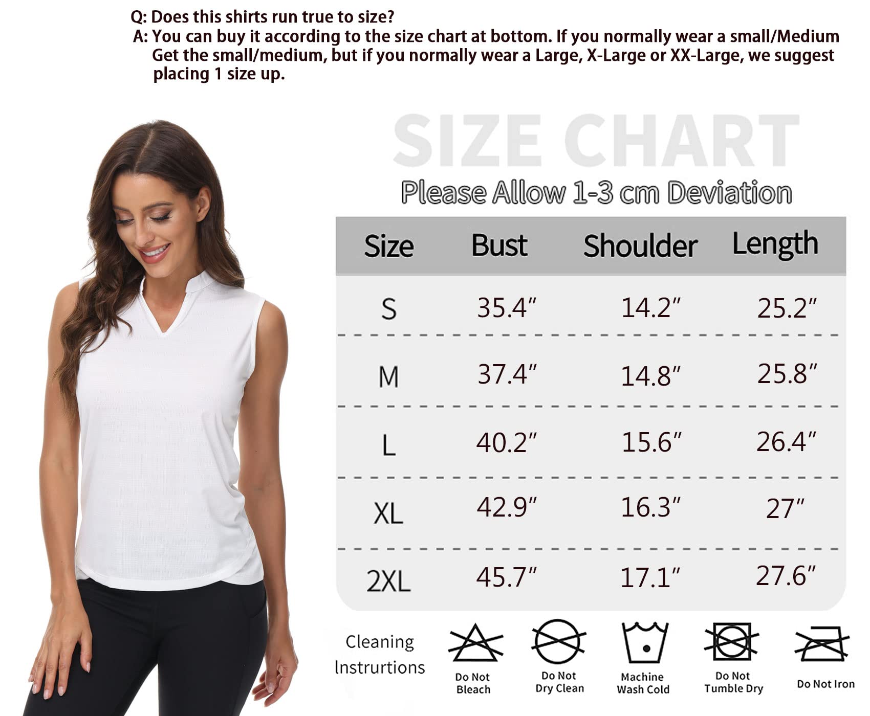 TrendiMax Women's 2 Pack Golf Shirts Sleeveless V Neck Tennis Polo Shirt Quick Dry Athletic Workout Tank Tops