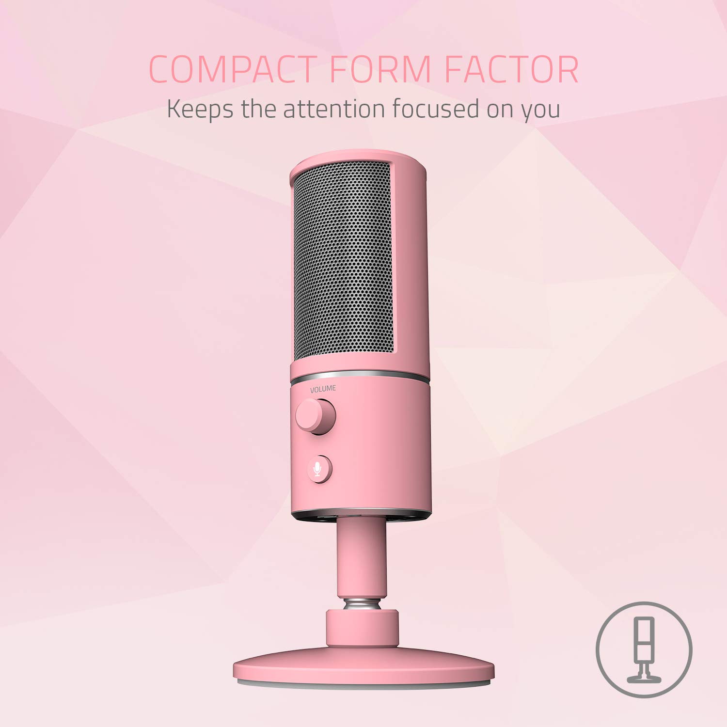 Razer Seiren X USB Streaming Microphone: Professional Grade - Built-in Shock Mount - Supercardiod Pick-Up Pattern - Anodized Aluminum - Quartz Pink