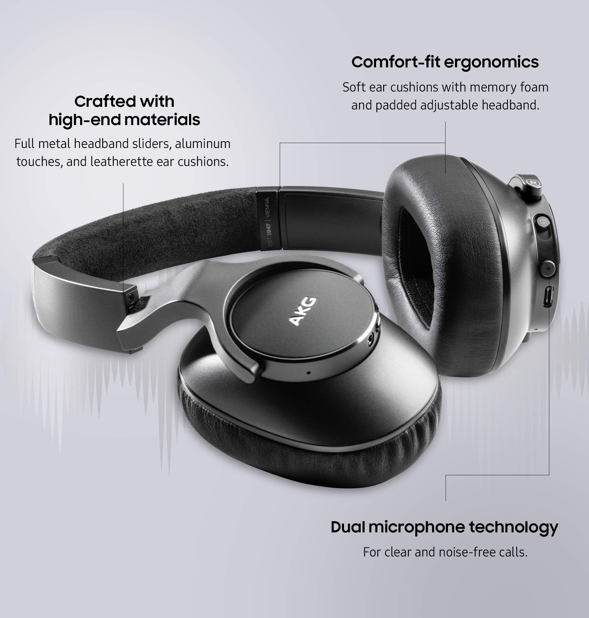 SAMSUNG AKG (A Samsung Brand) N700NC M2 Over-Ear Foldable Wireless Headphones, Active Noise Cancelling Headphones - Black (US Version), 2.6, Model:GP-N700HAHCIWA