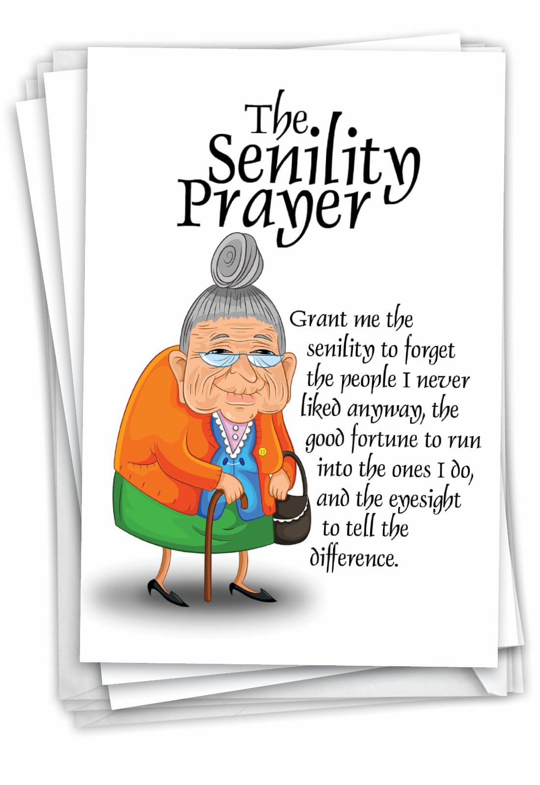 NobleWorks - Pack of 3 Hilarious Birthday Greeting Cards with Envelopes (1 Designs, 3 Each) - Senility Prayer C9046BDG-C3x1