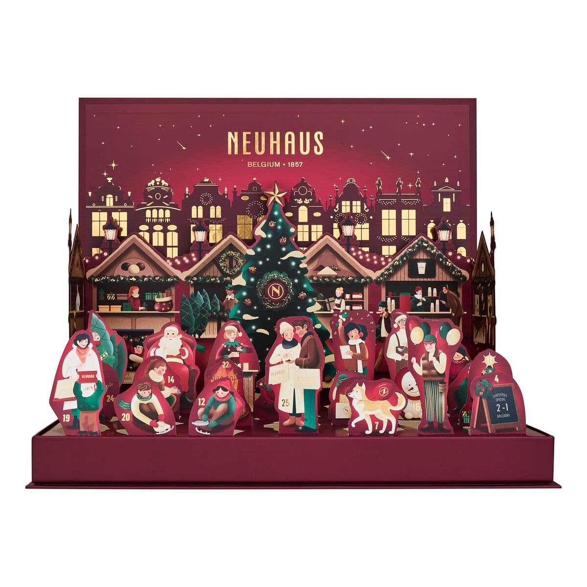 Neuhaus Belgian Chocolate 2023 Pop-up Advent Calendar – 25 Pieces Assorted Milk, White & Dark Chocolate Pralines – Christmas Gift - Gourmet Chocolate Gift