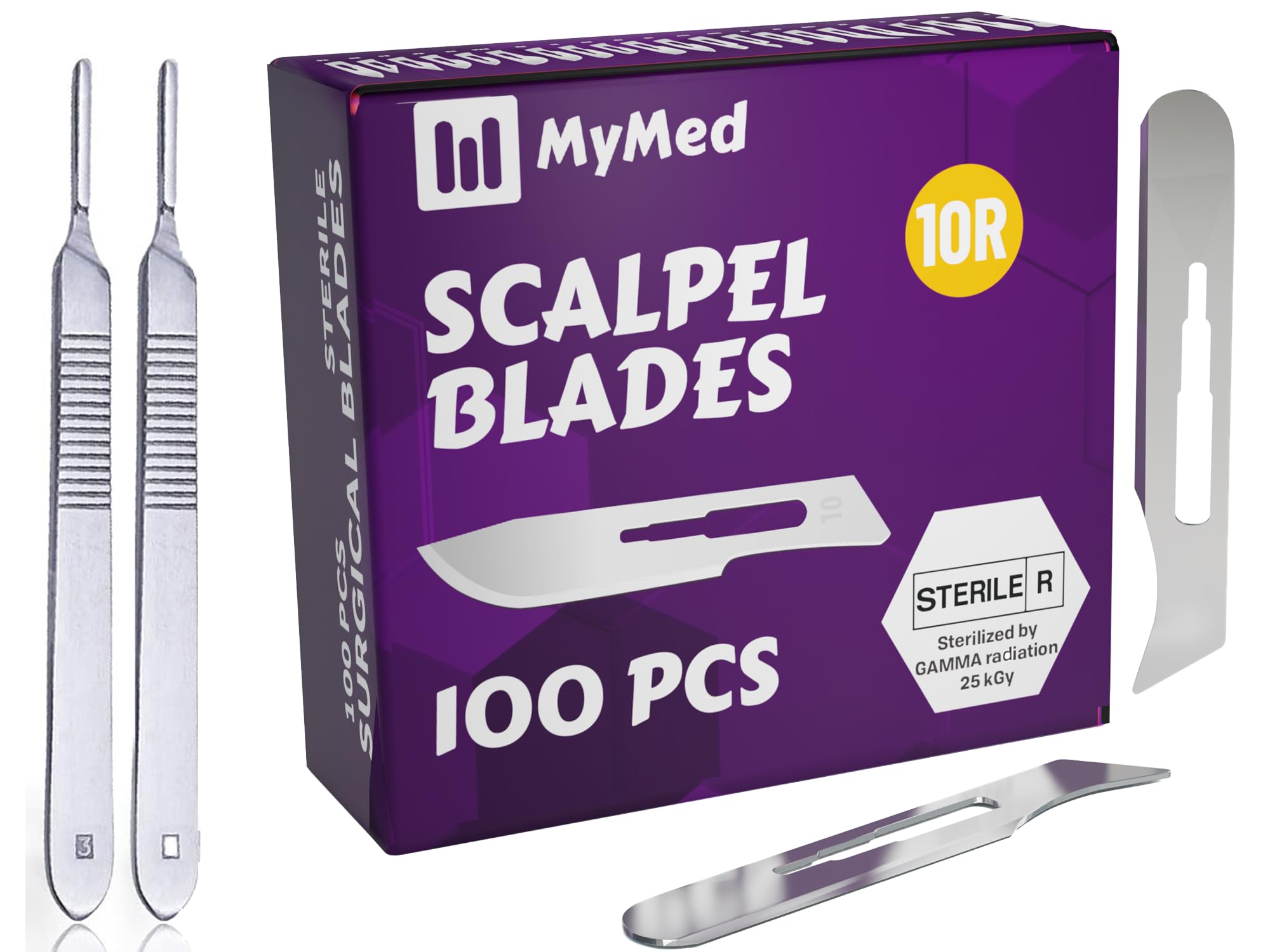Pack of 2 Scalpel Handles #3 + 10r Blades Dermaplaning kit 10r Blades Set