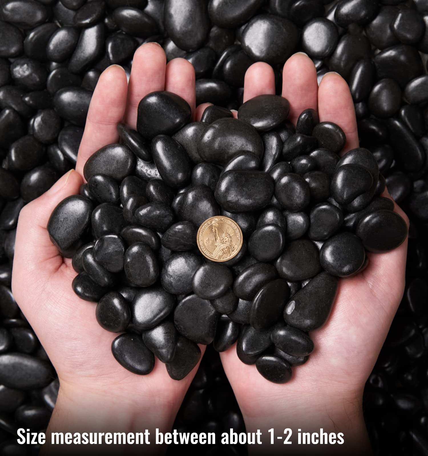 NUPICK 10 Pound River Rocks, 1-2 Inches Polished Pebbles for Plants, Fish Tank, Clear Vase and More, Natural Black Stones