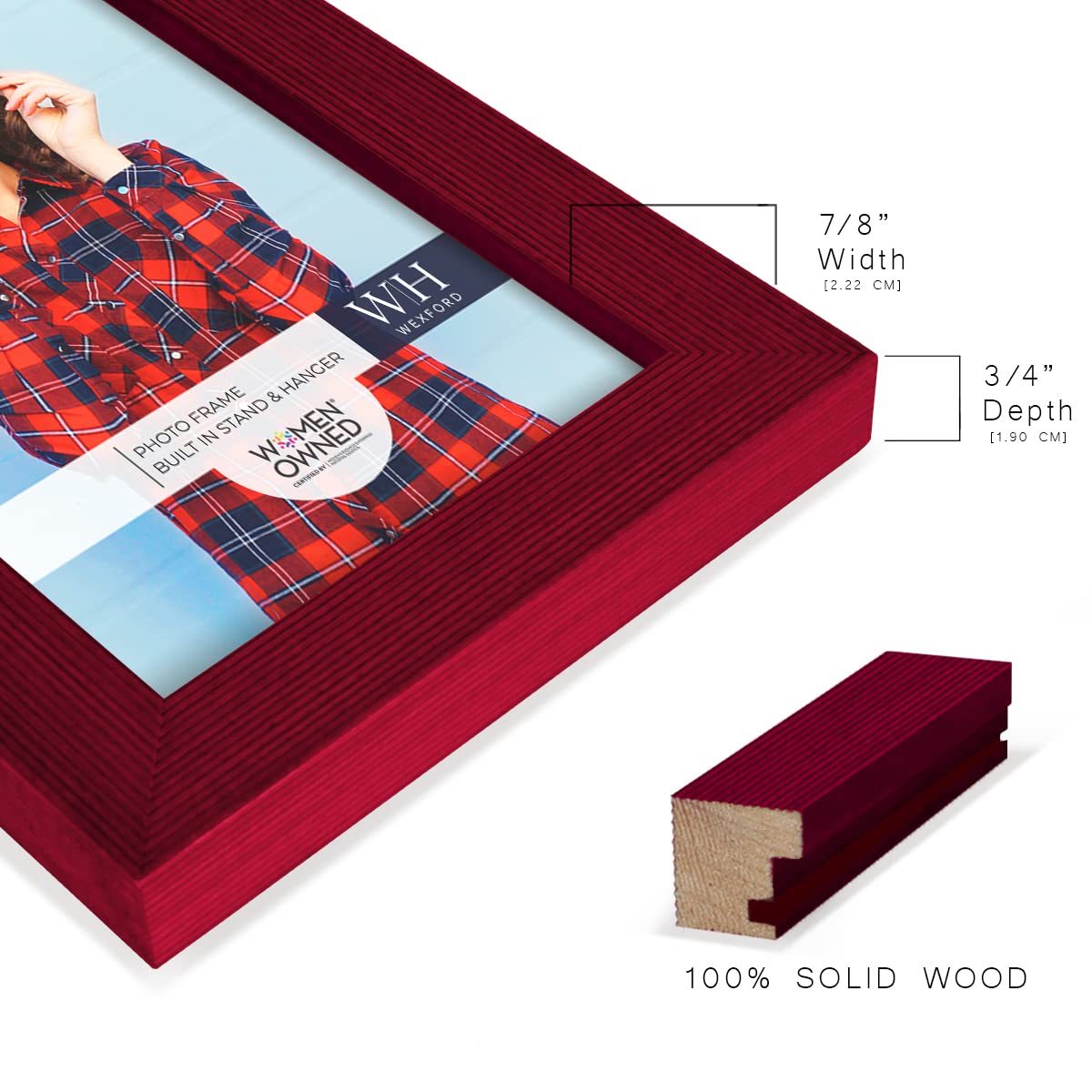 Renditions Gallery 5x7 inch Picture Frame Set of 2 High-end Modern Style, Made of Solid Wood and High Definition Glass Ready for Wall and Tabletop Photo Display, Red Frame