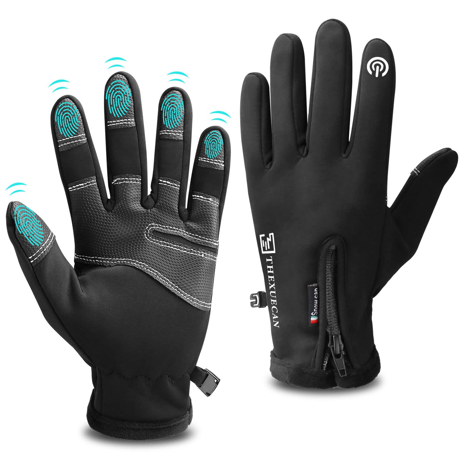 Tsuinz Winter Gloves,Waterproof Gloves for Women Men with Touchscreen Fingers,Anti-Slip Windproof Warm Cold weather Leather Gloves