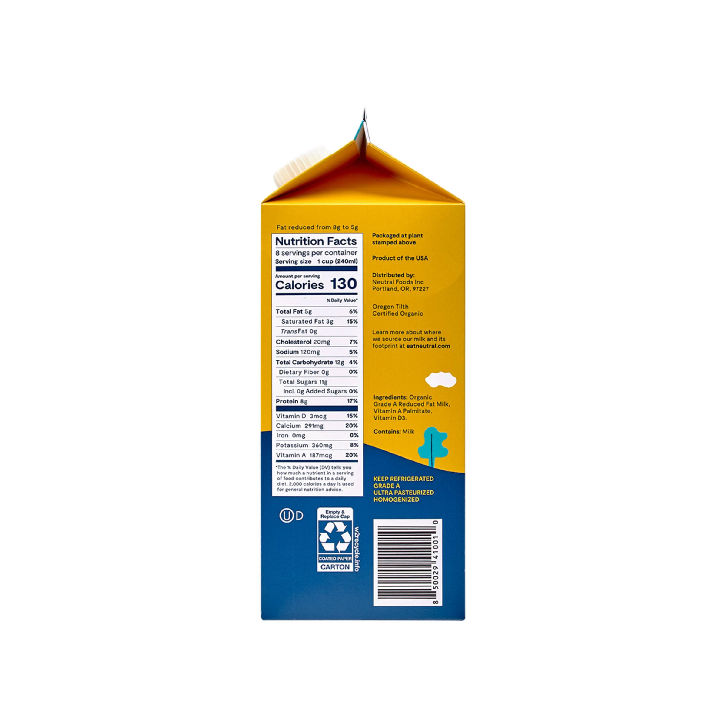 Neutral Organic 2% Milk, 0.5 GL