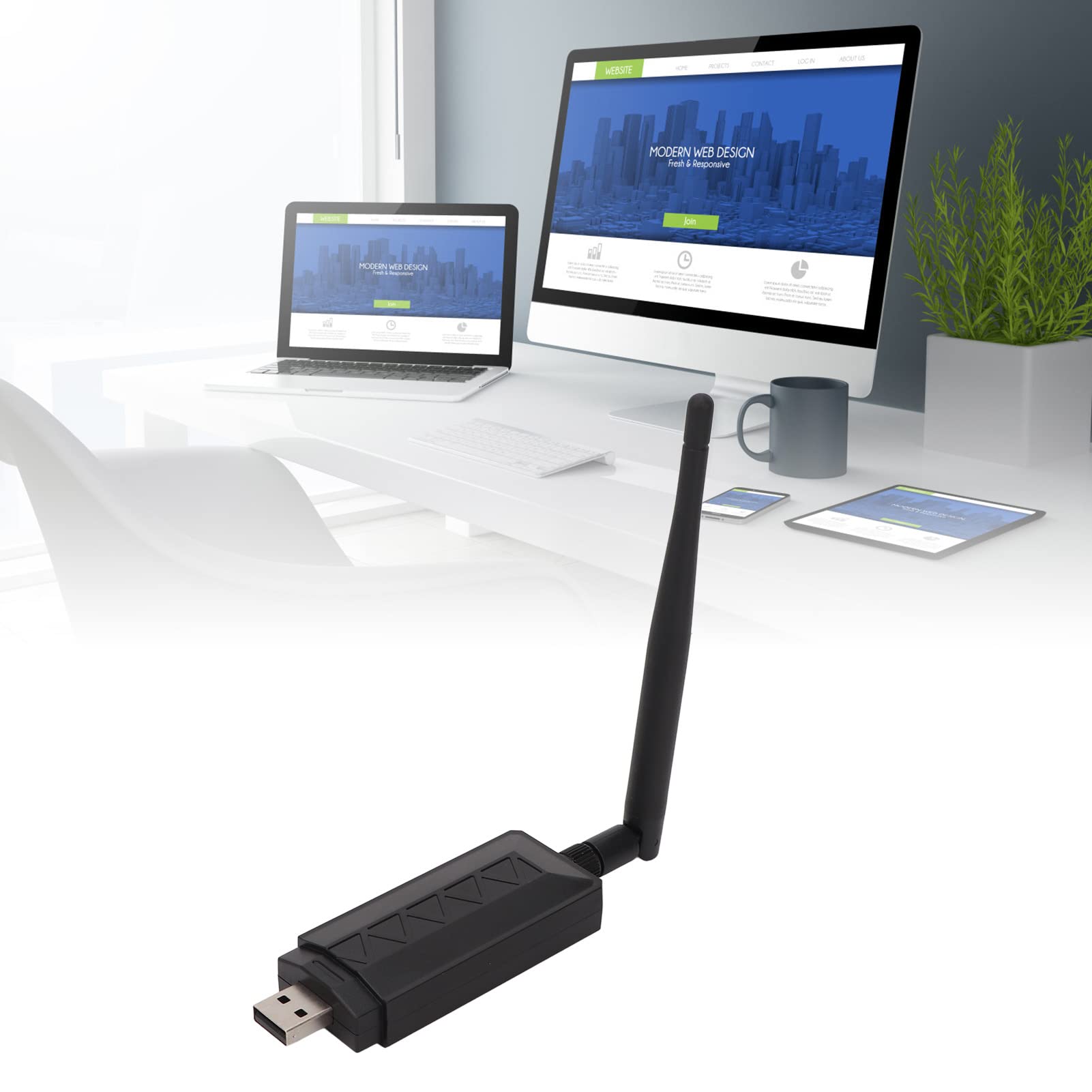 Wireless USB WiFi Adapter for Win Xp Win7 Win8 Win10, WiFi Adapter for Desktop PC, 2.4G WiFi Dongle Wireless Adapter USB Computer Network Adapters