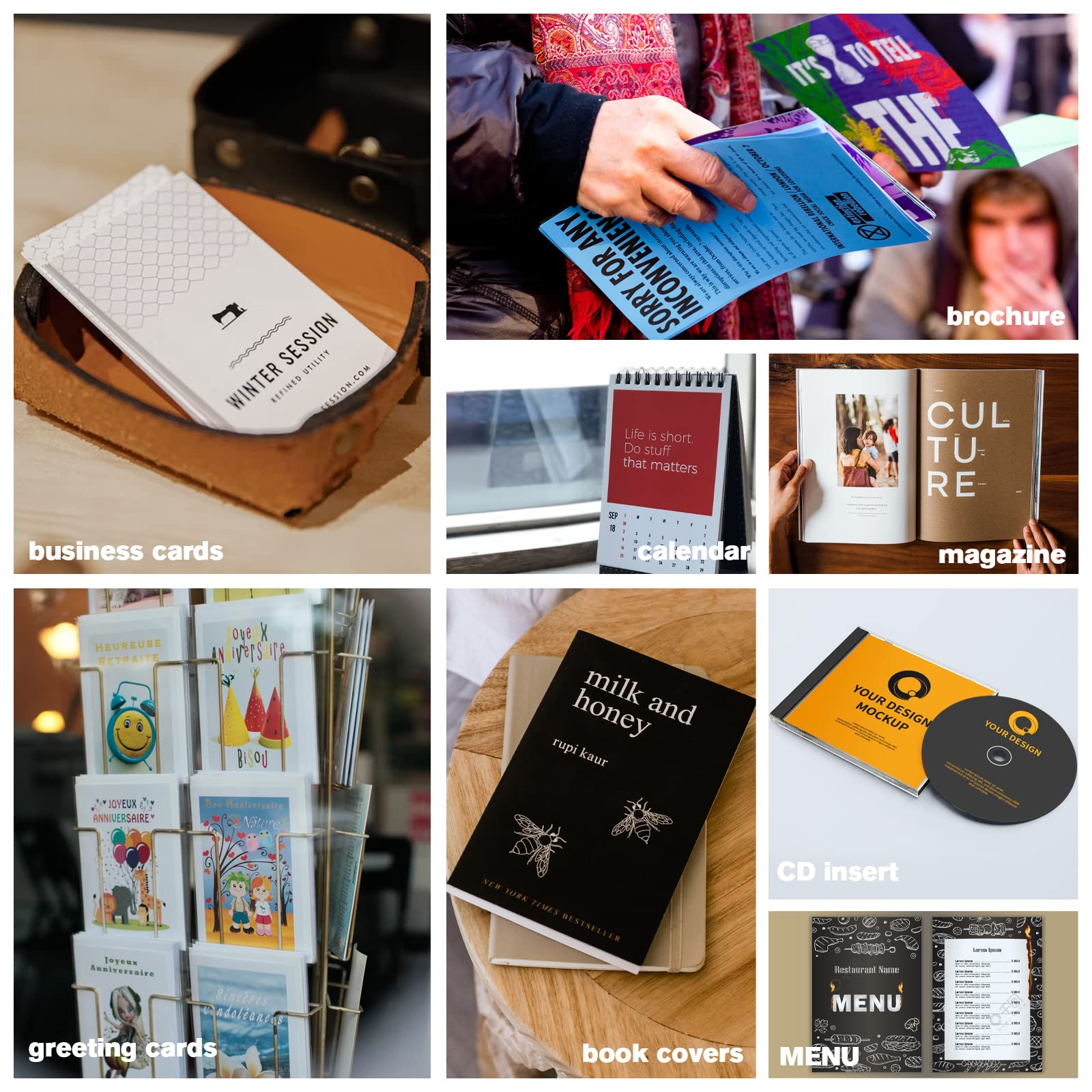Uinkit 100 Sheets Double Sided Glossy Photo Paper 8.5x11, 54lb, 200gsm Brochure and Flyer paper for Inkjet Printing