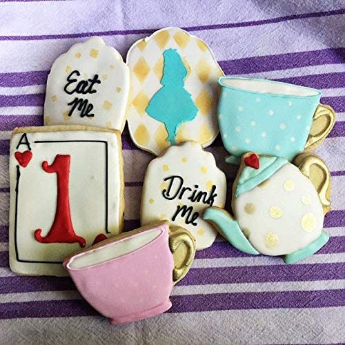 Wonderland Cookie Cutter 12 Piece Set from The Cookie Cutter Shop - Mad Hatter Hat, Cheshire Cat, Queen's Crown, Drink Me Bottle Cookie Cutters β Tin Plated Steel Cookie Cutters