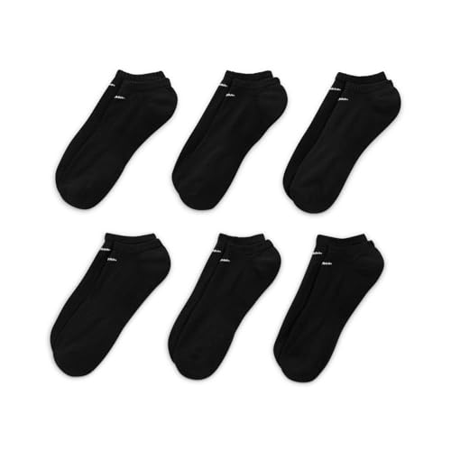 Nike Everyday Cushion No Show Socks, Unisex Nike Socks, Black/White, M (Pack of 6 Pairs of Socks)