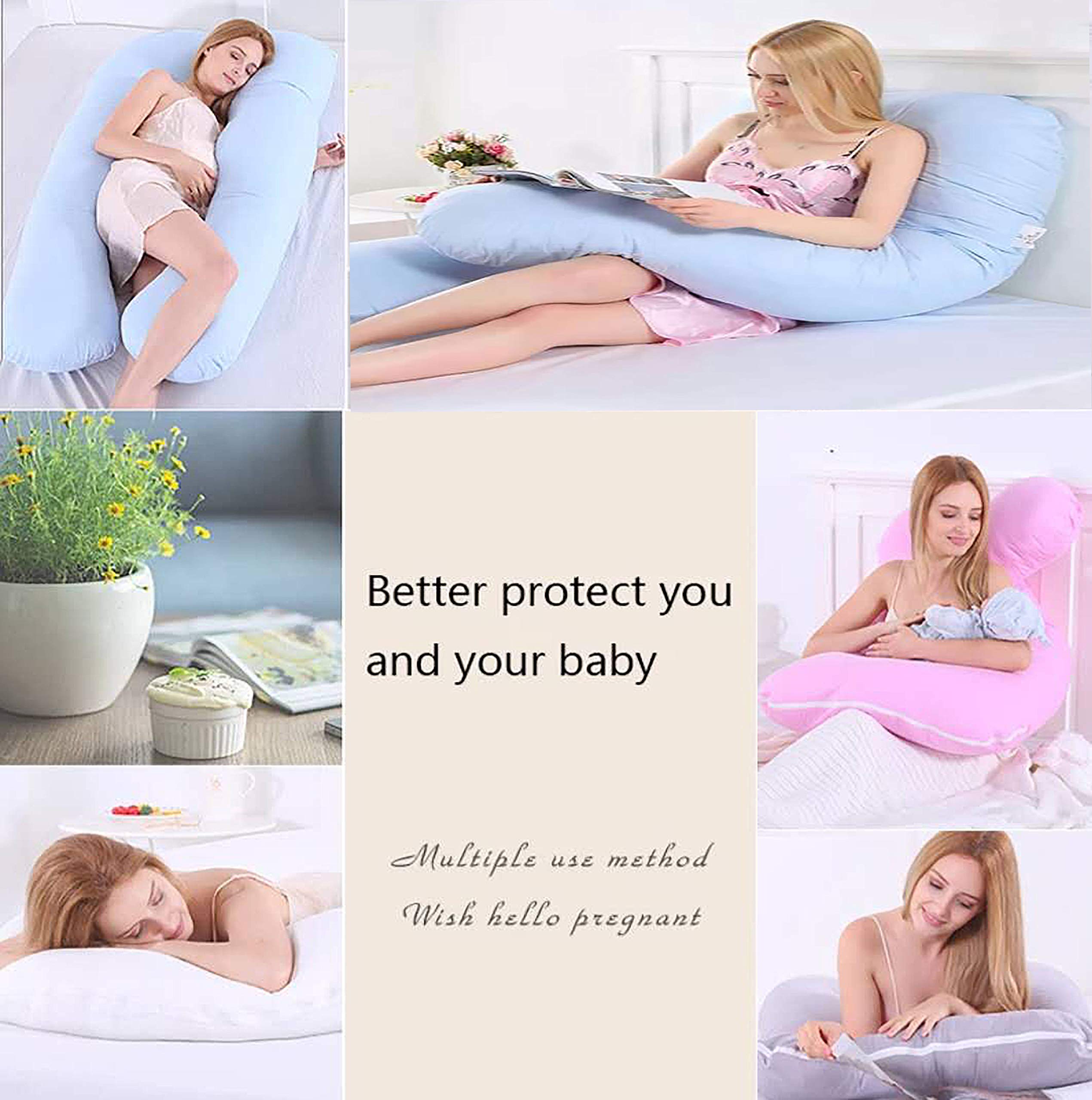Pregnancy Pillow U-Shape Full Body Pillow Maternity Support for Back Neck Belly Leg Hips Pregnant Women Cushion - Blue