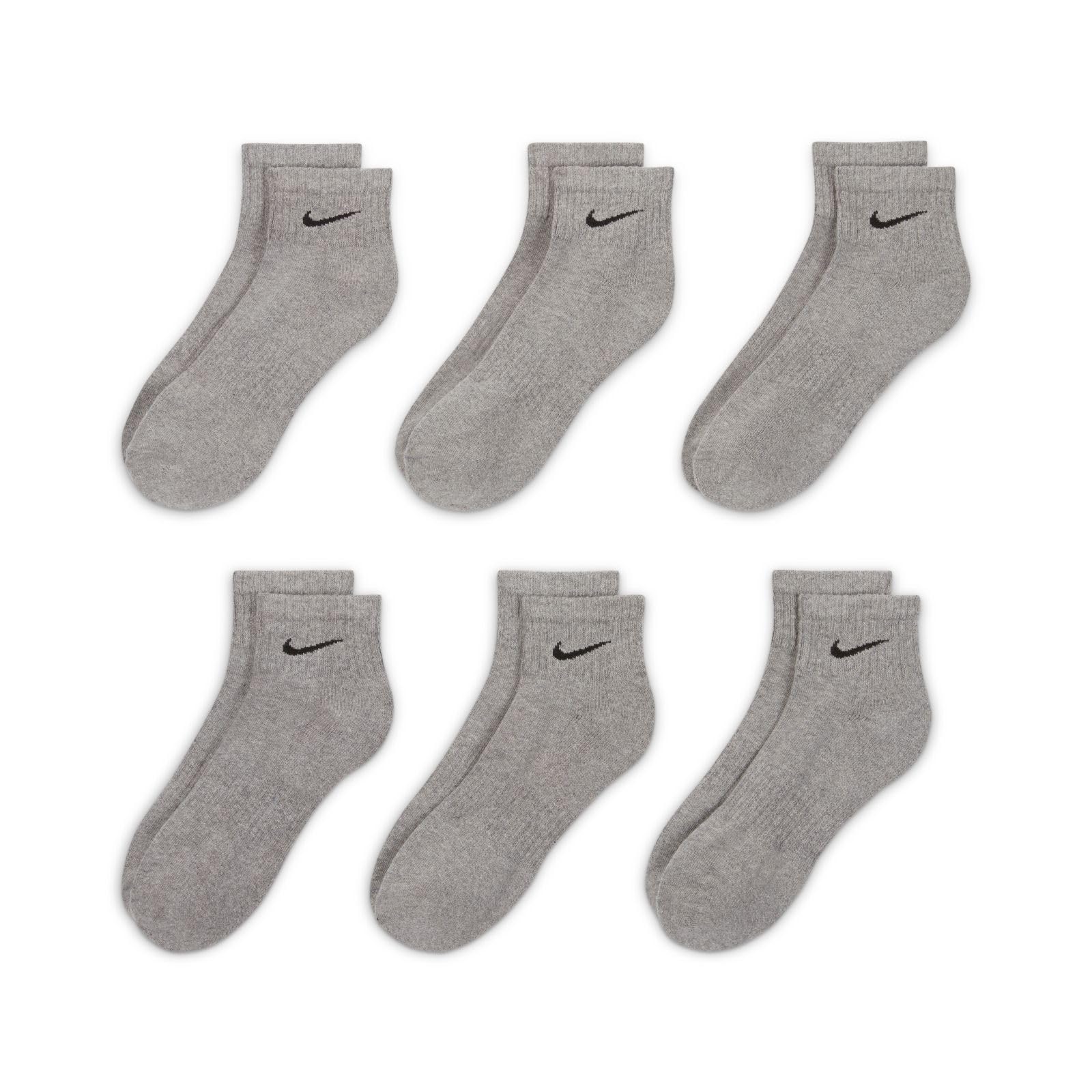 Nike Everyday Cushion Ankle Training Socks (6 Pair), Men's & Women's Ankle Socks with Sweat-Wicking Technology, Carbon Heather/Black, X-Large