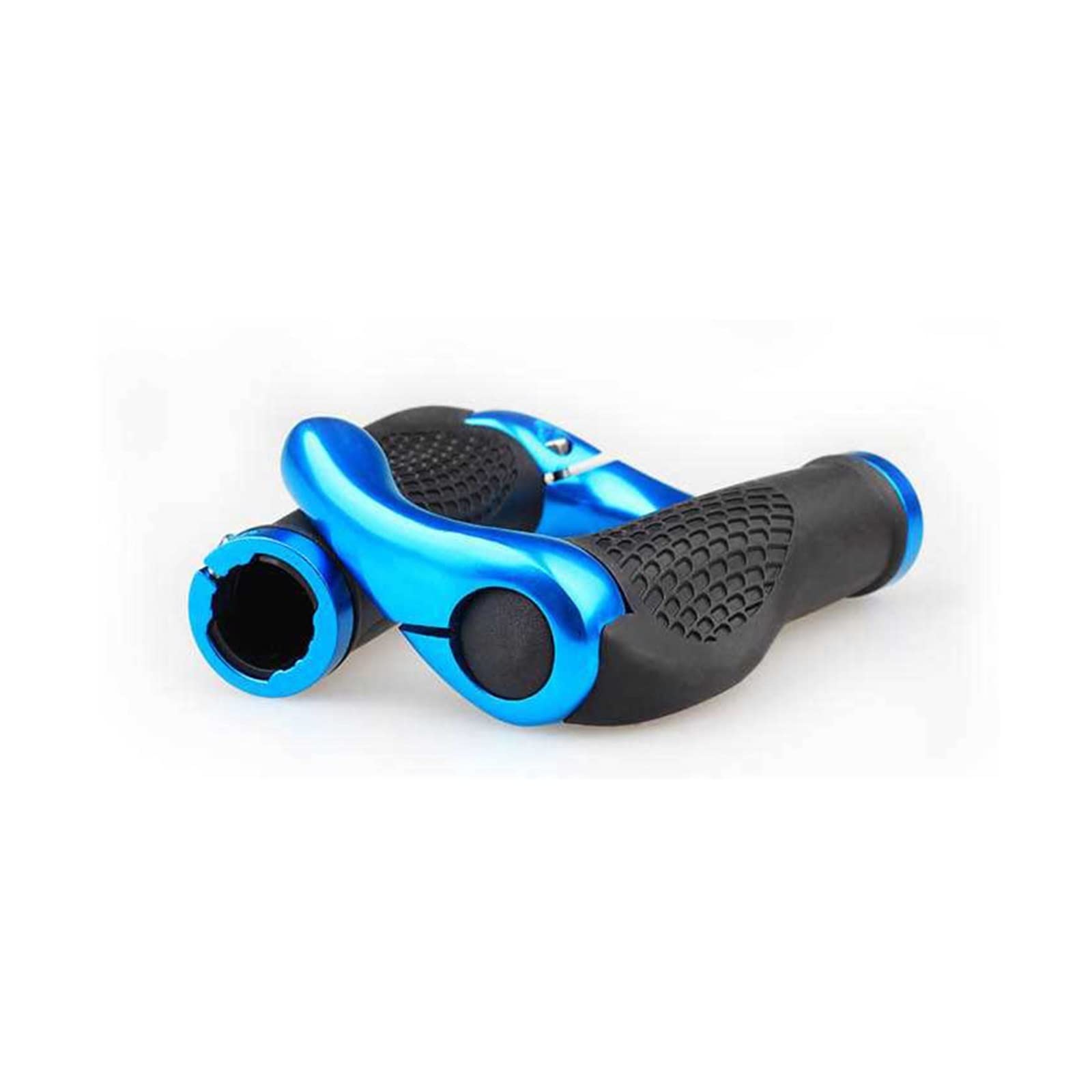 TTRS Store 1 Pair Bicycle Handlebar Grip Ergonomic Anti-Skid Lock-on Handle Cover Aluminum Alloy Rubber Grips MTB Bike Accessories (Color : Blue)