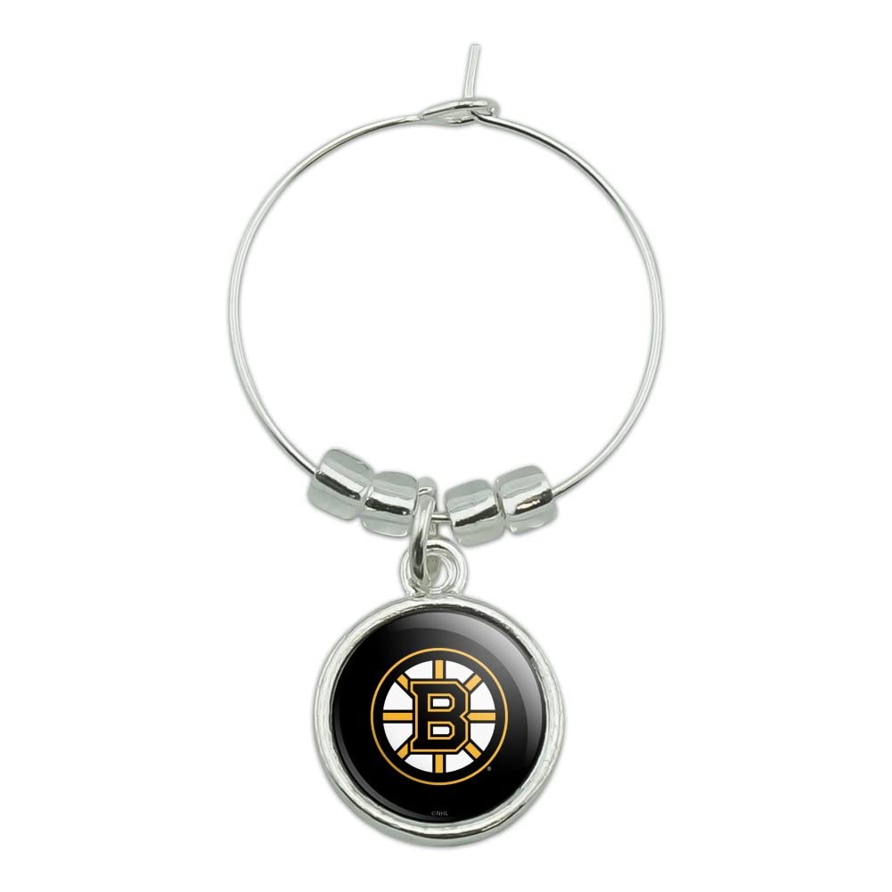 GRAPHICS & MORE Boston Bruins Logo Wine Glass Charm Drink Marker