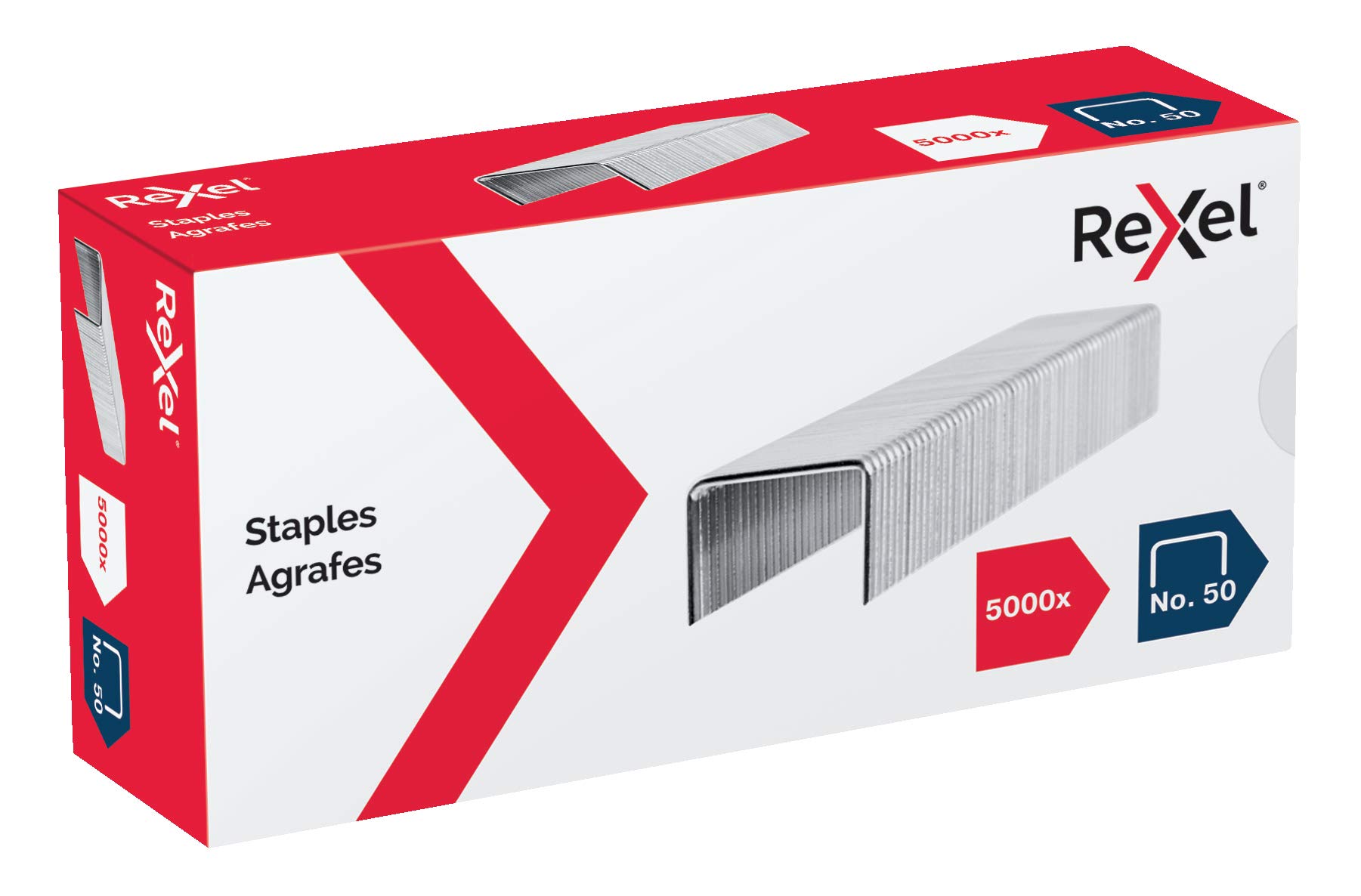 Rexel Supreme No.50 Super Strong Staples, for up to 50 Sheets, Use with The Supreme S50 Stapler, Box of 5000, 2115683,Silver