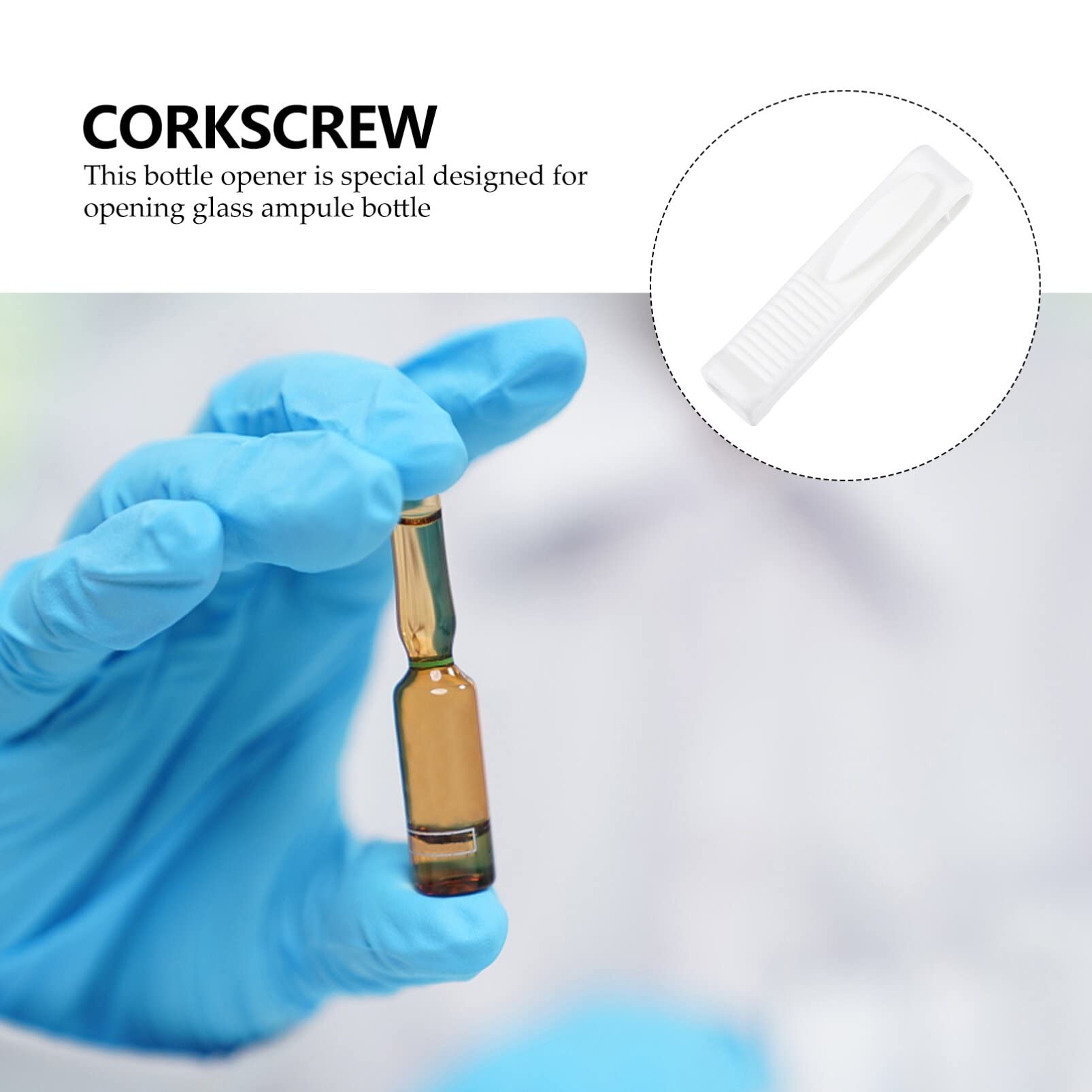 TEHAUX Ampule Opener, Ampule Breaker Plastic Ampoule Bottle Openers Glass Bottle Cutting Device Reusable Ampoule Bottle Cutter for Nurses Doctors (8pcs, White)