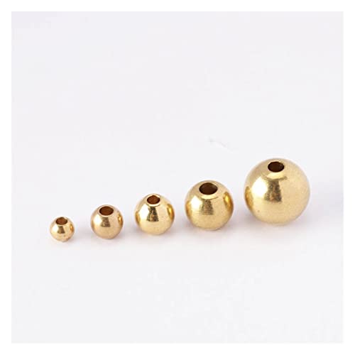 NHBT YU 50pcs DIY Silver Brass Spacer Beads Ball Loose Beads Bracelet Necklace 3-8mm Beads for Jewelry Making Components T87 (Color : Brass Color, Size : Dia 5mm)