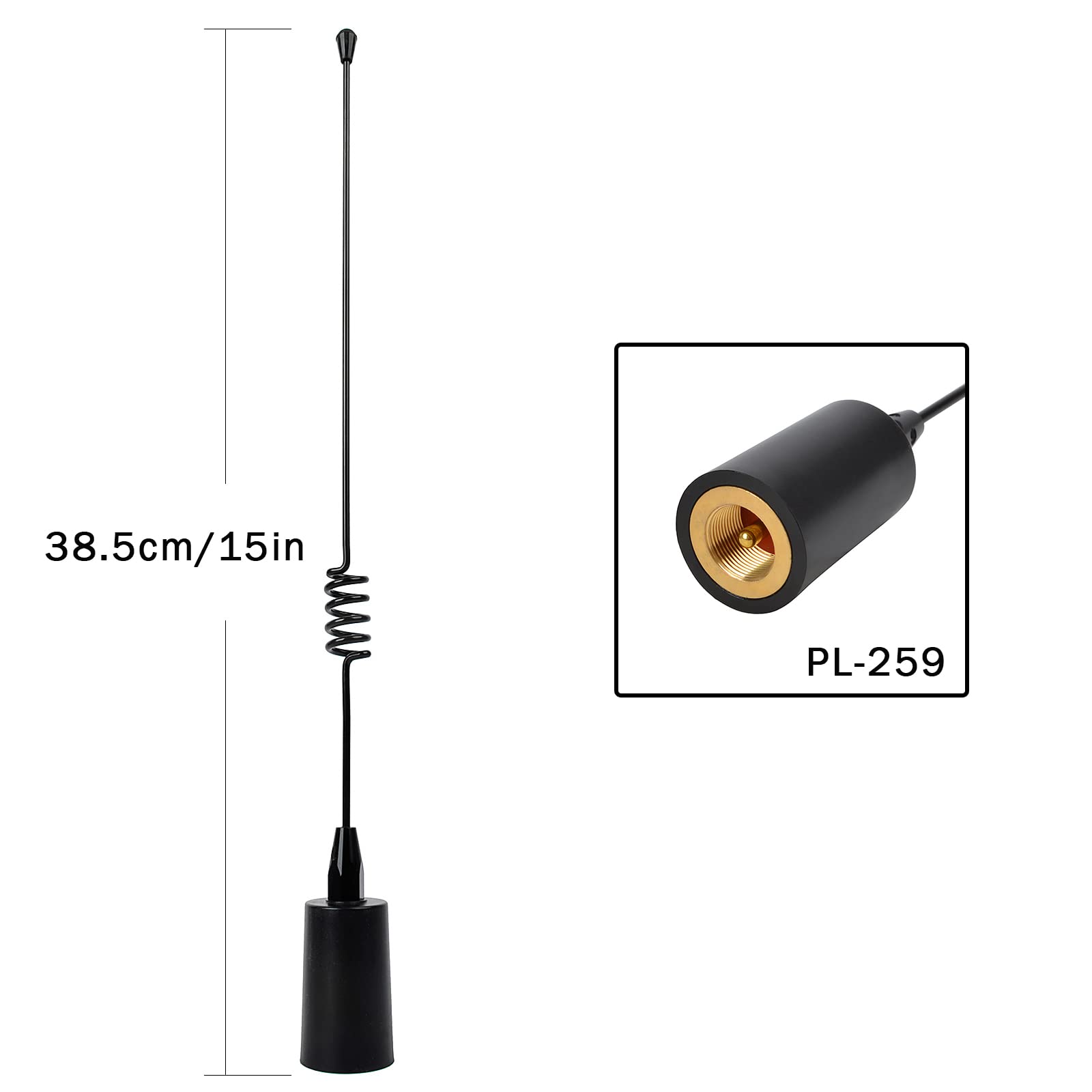 TWAYRDIO VHF Marine Antenna, 156-163MHz 50W Boat Radios Antennas with 16.4ft Coaxial Cable (SO239 to PL259 Connector),L-Shape Mounting Bracket and U-bolt for Midland Uniden Cobra Icom Marine Radio