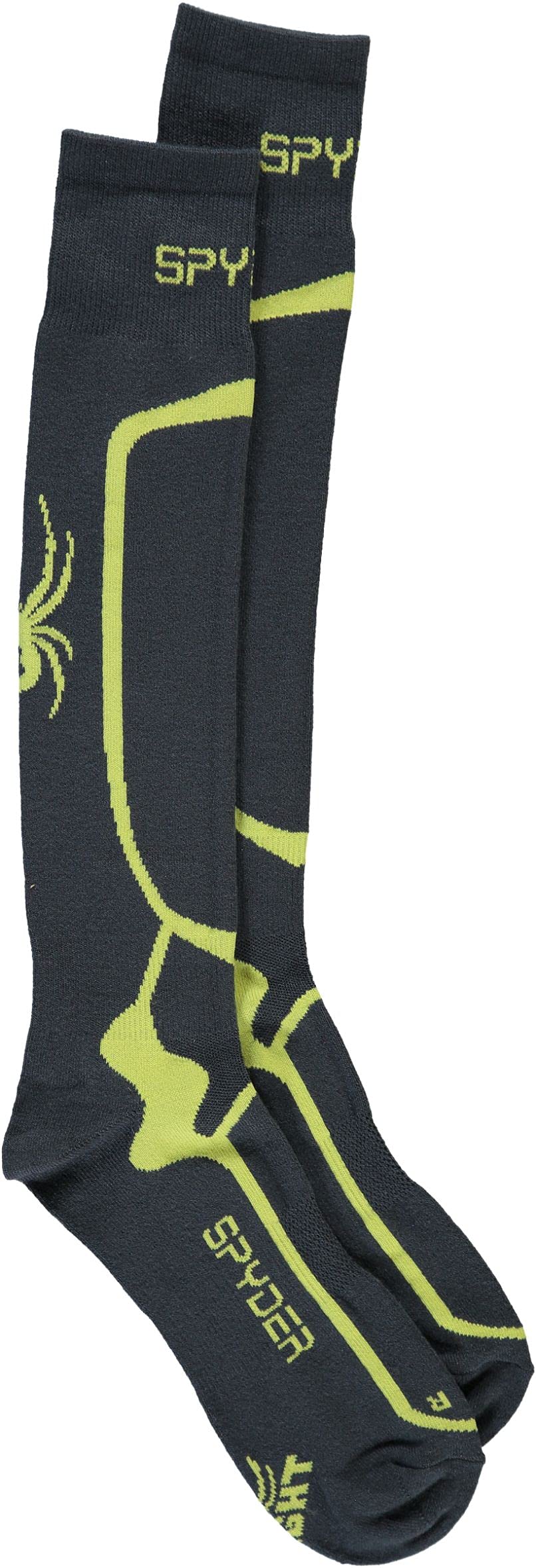 Spyder mens Pro Liner Ski Socks, Ebony Citron, Medium