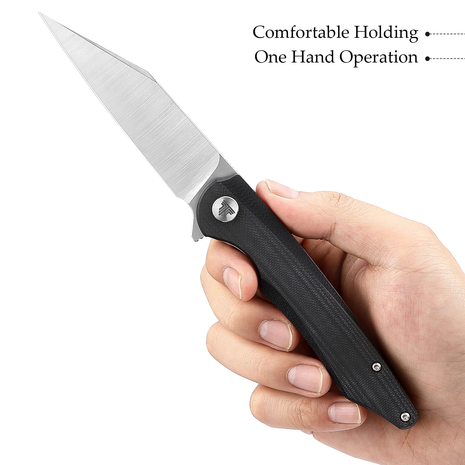 TRIVISA Folding Knife with Flipper Opening For Outdoor,Pocket Clip G10 Handle EDC Hunting Folded Knives for Men,3.7" Sandvik 14C28N Blade,Ball Bearings Pivot,Lynx-03 with Gift Box