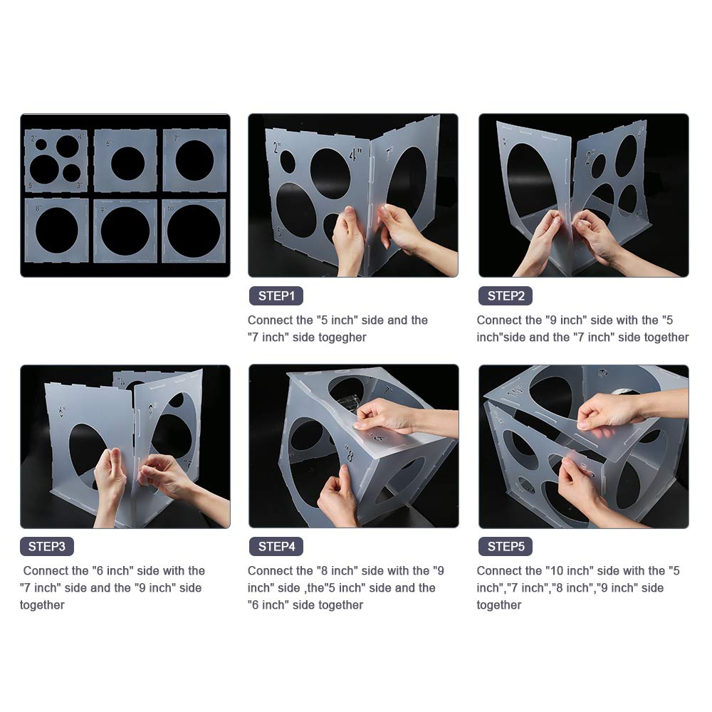 Pllieay 2-10 Inch Balloon Sizer, Collapsible Plastic Balloon Sizer Cube Box for Balloon Decoration, Balloon Arches, Balloon Columns