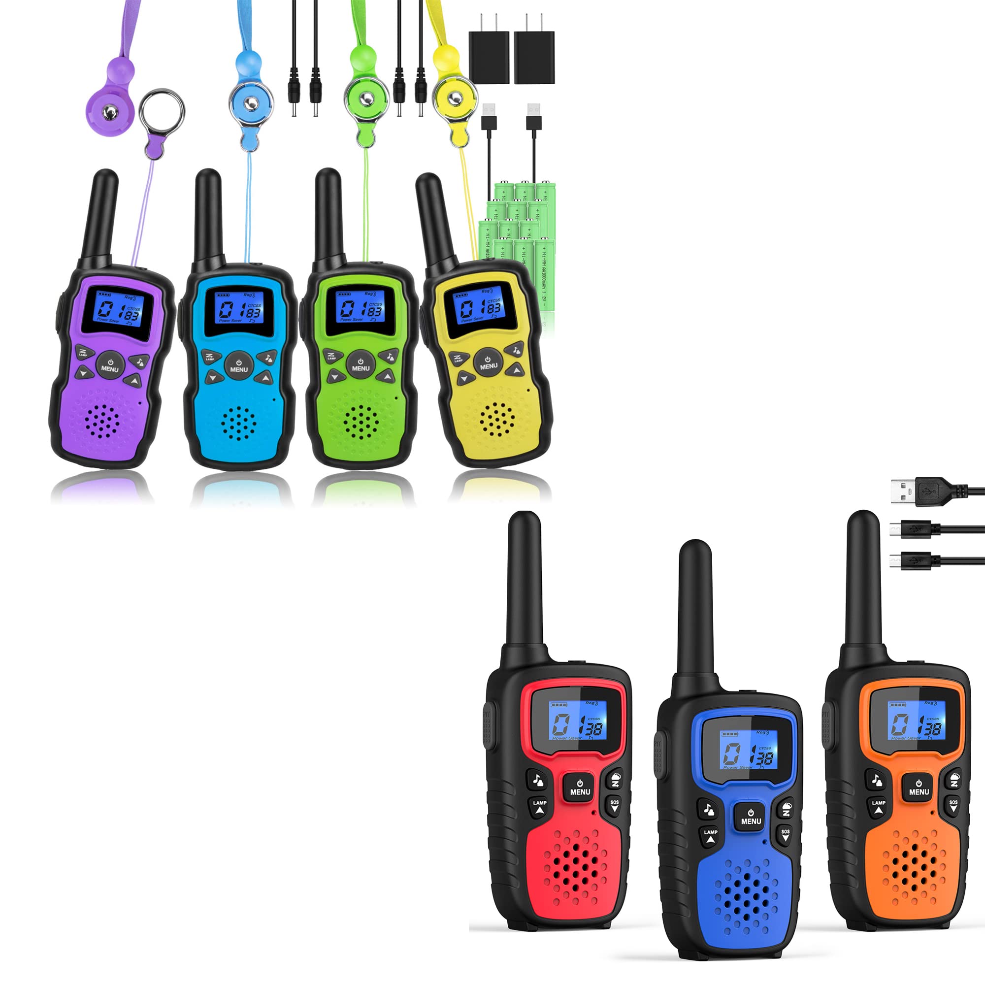 Wishouse Walkie Talkies for Kids Adults Family Long Range Rechargeable 7 Pack
