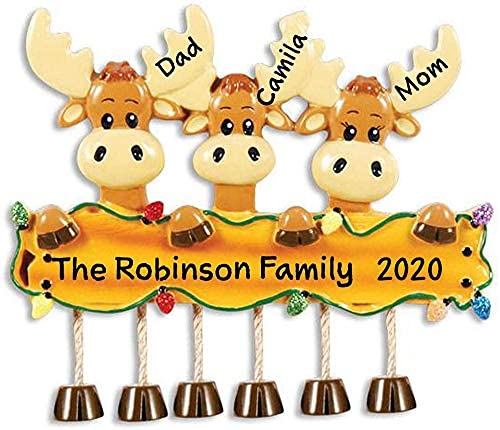 Personalized Moose Family Christmas Tree Ornament Christmas Light Gift Free Personalized (Family of 2)