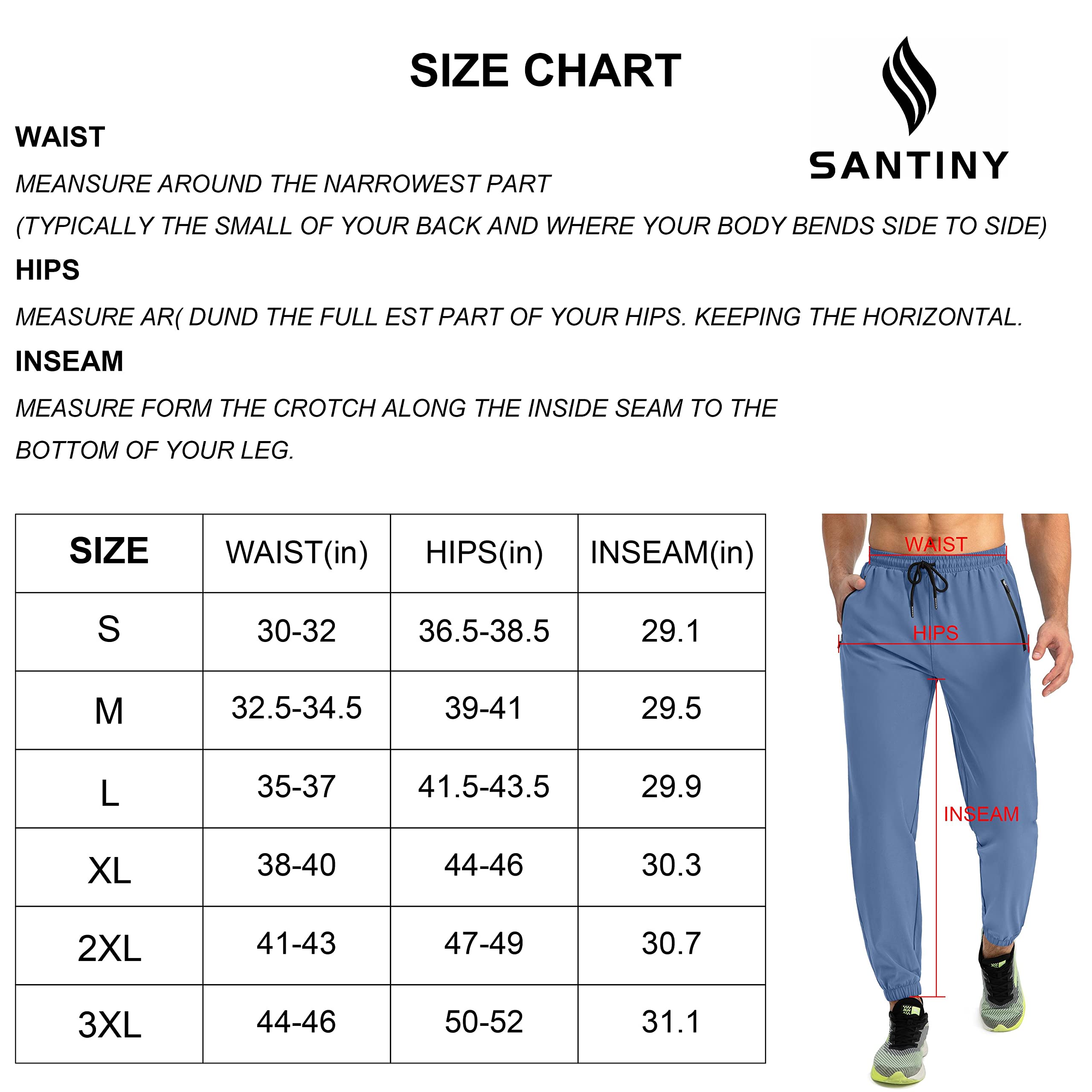 SANTINY Men's Lightweight Jogger Pants Athletic Workout Running Pants Tapered Joggers for Men with Zipper Pockets (Black_L)