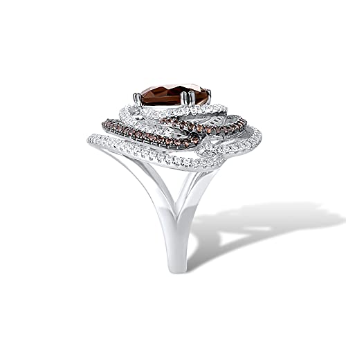 Santuzza Round Swirl Gemstone Ring Brown Glass Spinel Ring for Women (7)