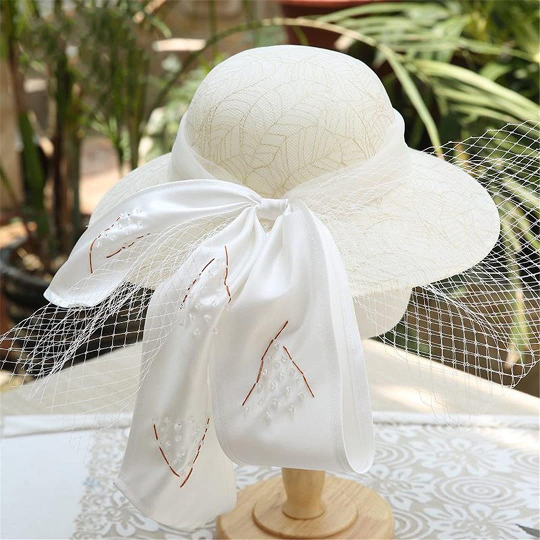 Vintage Wedding Jazz Hat Ladies White Lace Chic Veil Wedding Hat Wedding Headwear Accessories M56-58cm