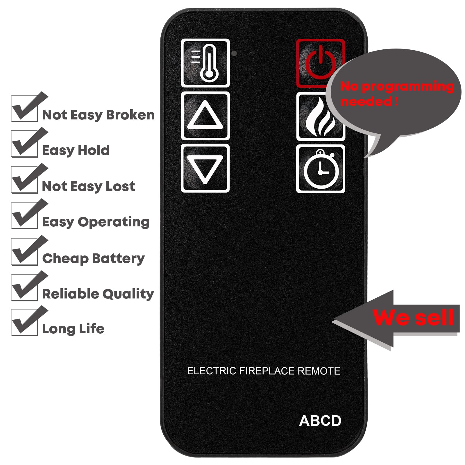 Replacement Remote Control for Whalen WSF36SH23C WSF36SH23M WMFP60EC-7 WSF42OW23W 3D Electric Firebox Indoor Fireplace Heater