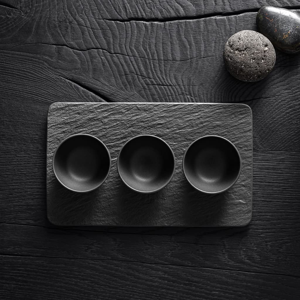 Villeroy & Boch Manufacture Rock 4-Piece Elegant Bowl Set for Dips and Finger Food, Premium Porcelain, Dishwasher Safe
