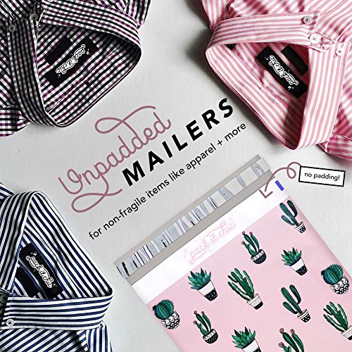 Pack It Chic - 10X13 (100 Pack) Geometric Leaves Pattern - Thank You Poly Mailer Envelope Plastic Custom Mailing & Shipping Bags - Self Seal