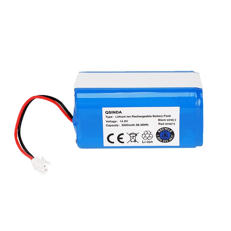 Replacement Battery Pack for Shark Ion Robot RVBAT850 Battery for RV700_N, RV720_N, RV725_N, RV761, RV850, RV850BRN, RV850C, RV850WV, RV851WV, RV871, RV871C 2 Prong 14.4V 2600mAh