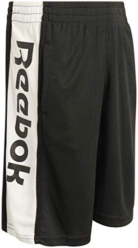 Reebok Boys Basketball Shorts - Performance Athletic Shorts for Boys, Size Small, Black/Vector Logo