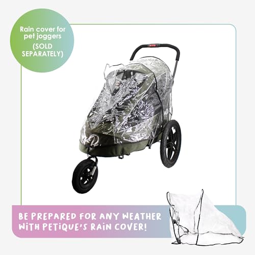 Petique Breeze Jogger, Dog Cart for Medium Size Pets, Ventilated Pet Stroller for Cats & Dogs, Black